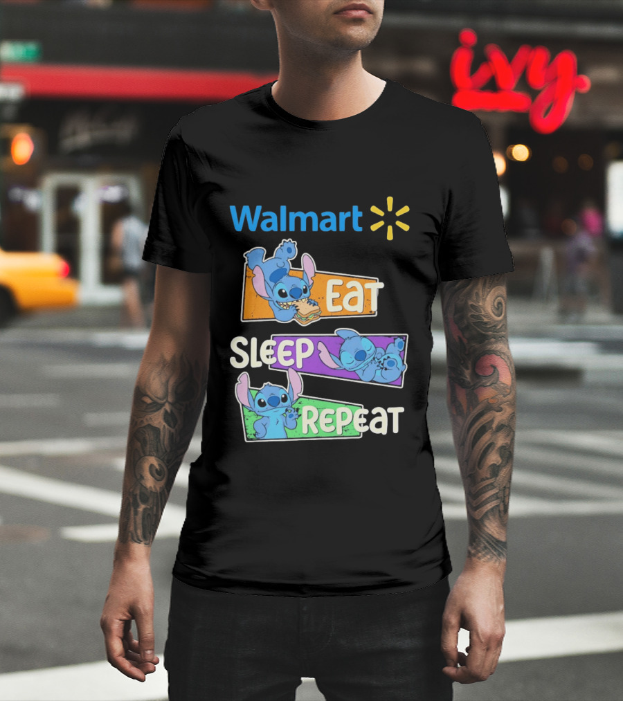 Walmart Stitch Eat Sleep Repeat T-Shirt