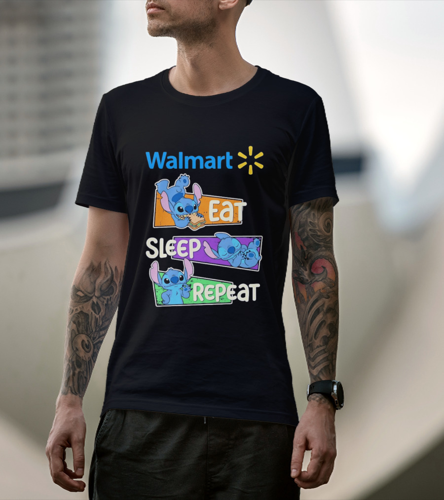 Walmart Stitch Eat Sleep Repeat T-Shirt