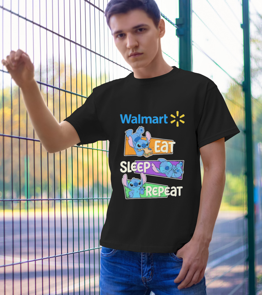 Walmart Stitch Eat Sleep Repeat T-Shirt