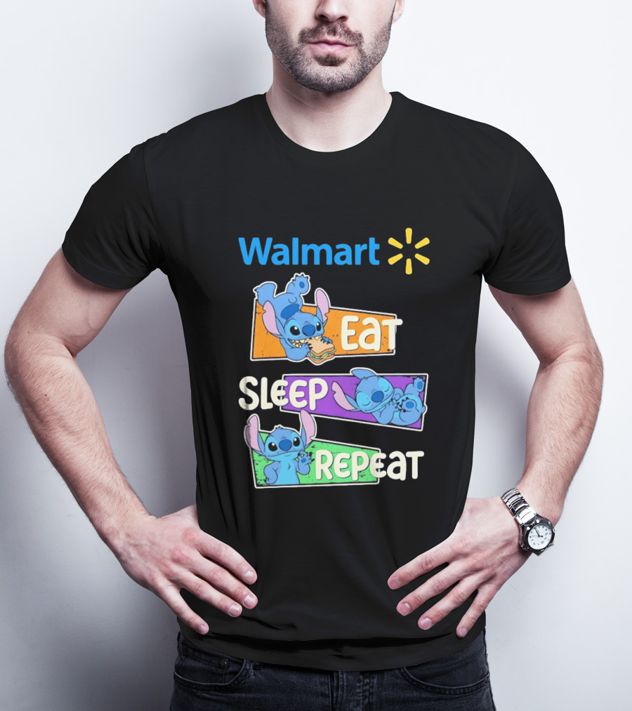 Walmart Stitch Eat Sleep Repeat T-Shirt