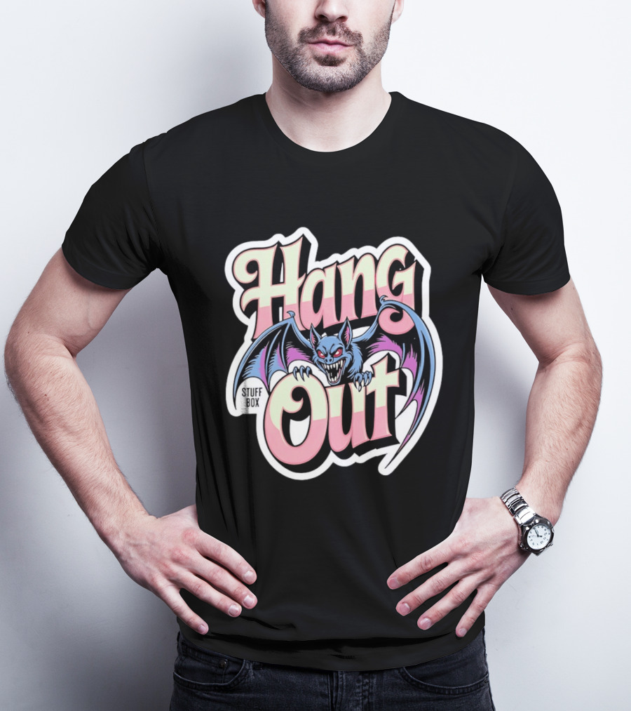 Stuff Box Hang Out Bat Creepy Cartoon T-Shirt
