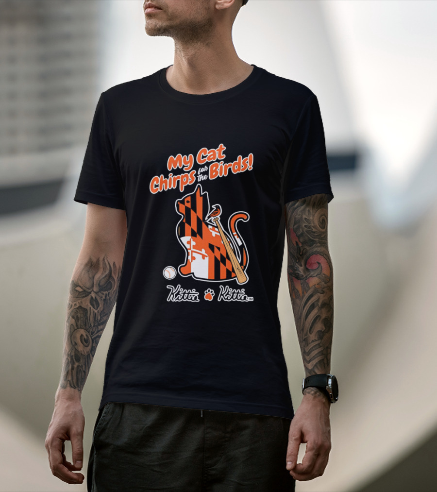 Kittie My Cat Chirps For The Birds Baseball Bat And Ball T-Shirt