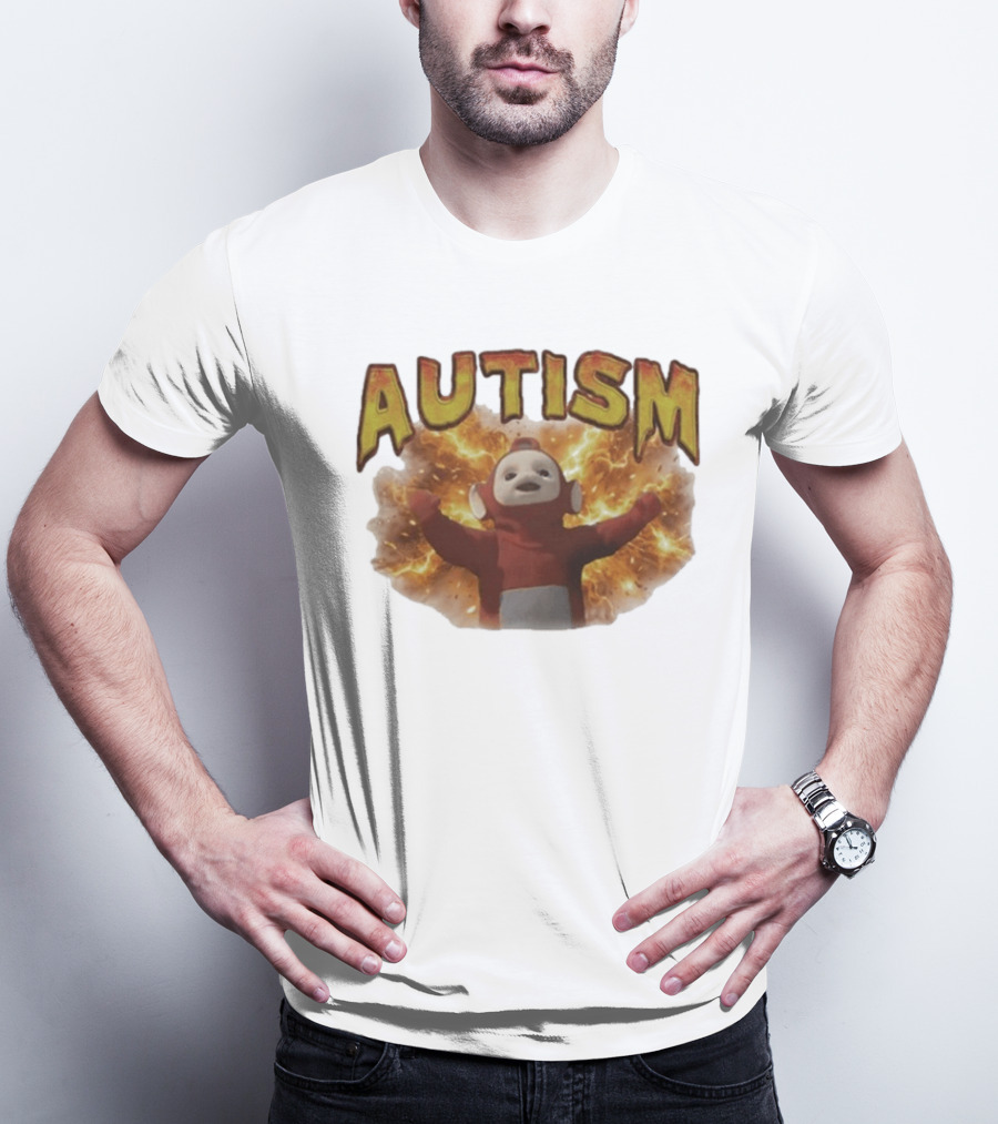 Autism Teletubbies Character With Fiery T-Shirt
