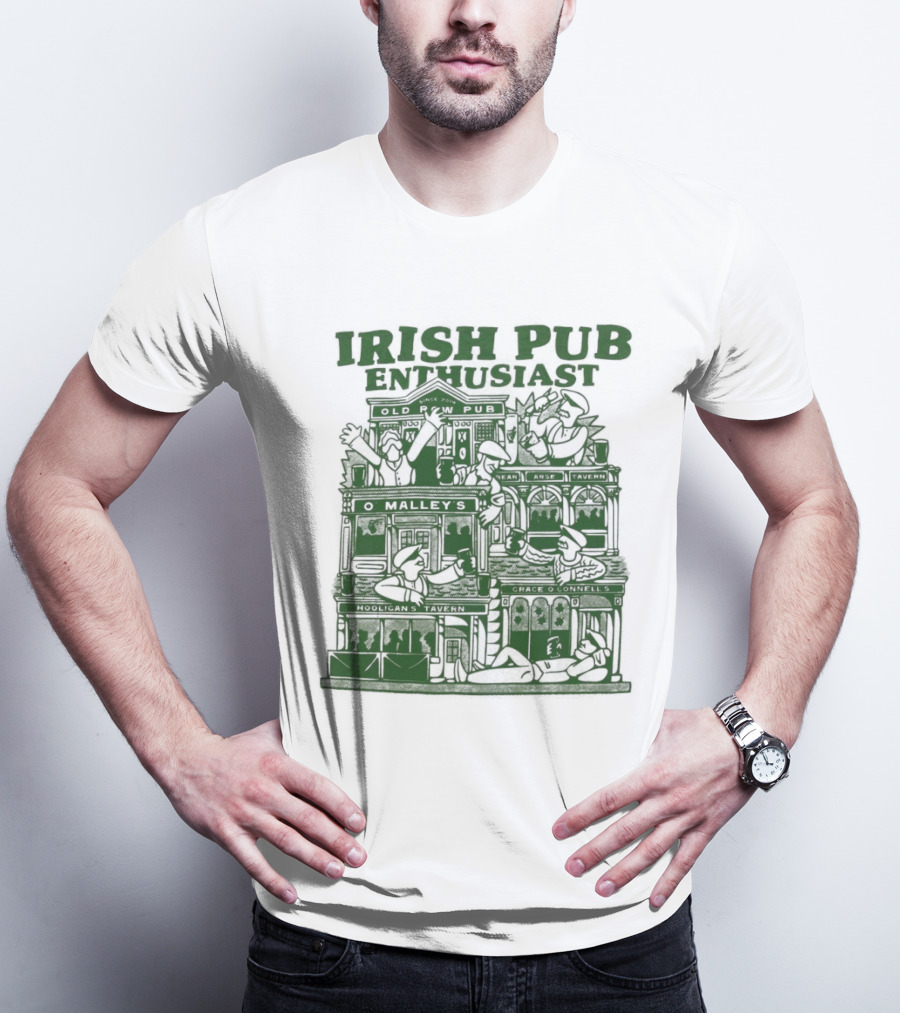 Irish Pub Enthusiast Traditional Architecture Menswear T-Shirt