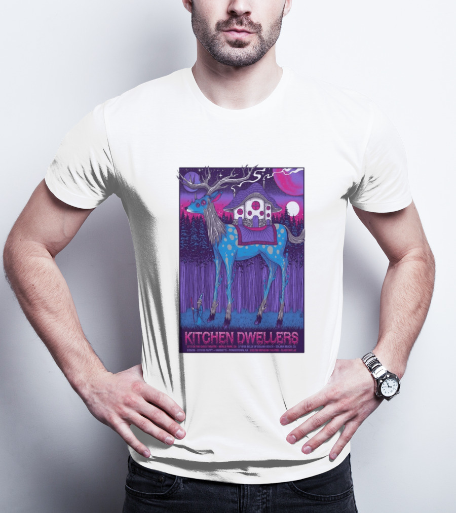 Kitchen Dwellers California Tour February 2026 Mystic Deer T-Shirt