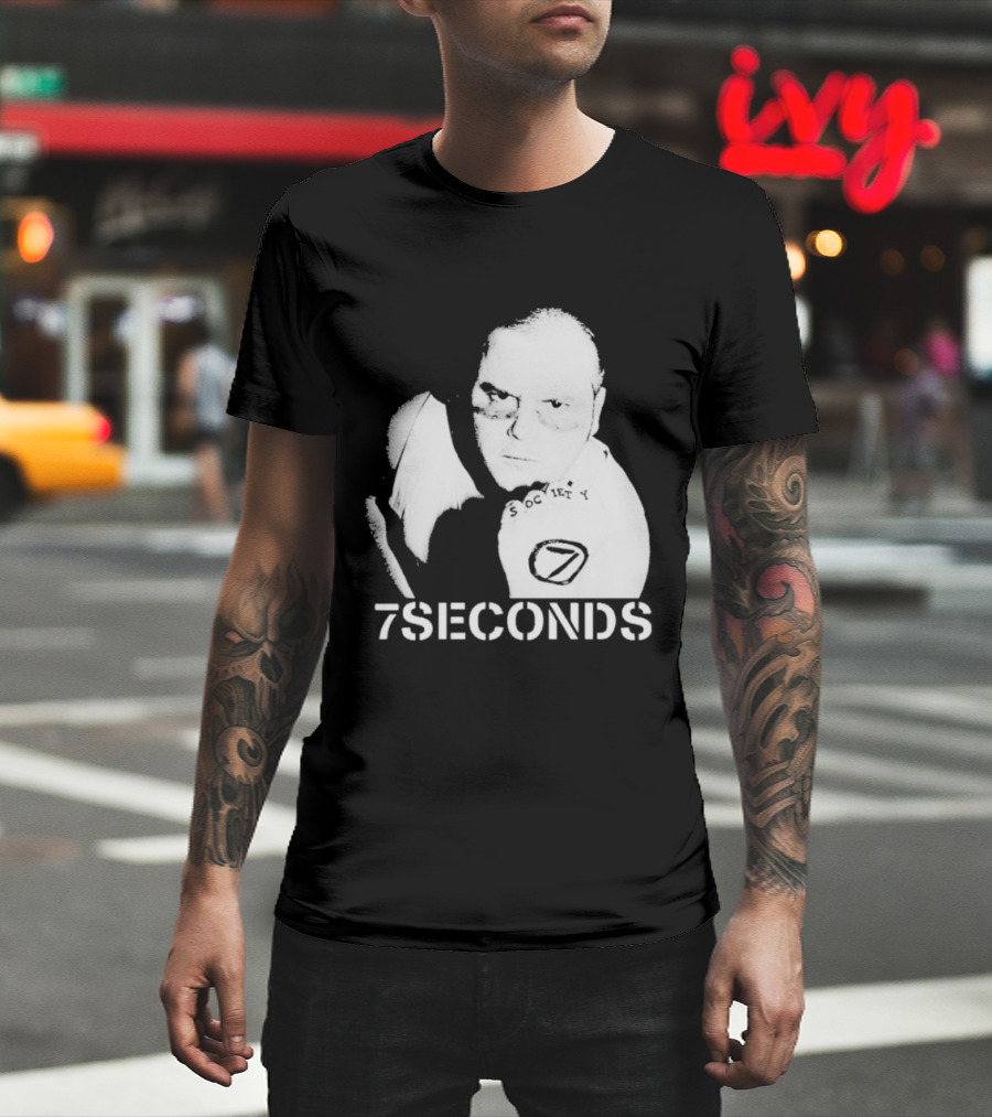 7 Seconds Society SBG White Text Fighter Pose T-Shirt