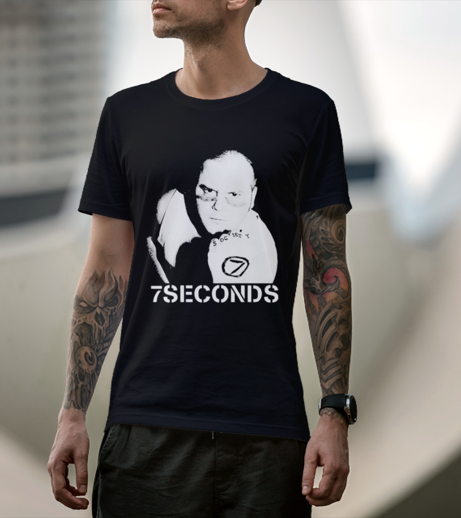 7 Seconds Society SBG White Text Fighter Pose T-Shirt