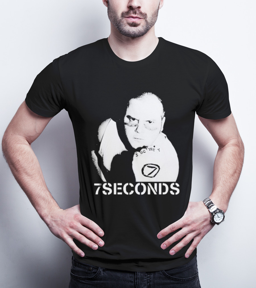 7 Seconds Society SBG White Text Fighter Pose T-Shirt