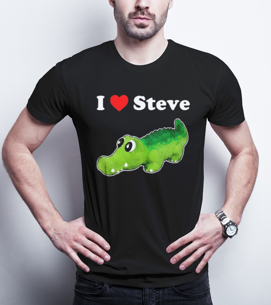 I Love Steve Cute Green Cartoon Gator T-Shirt