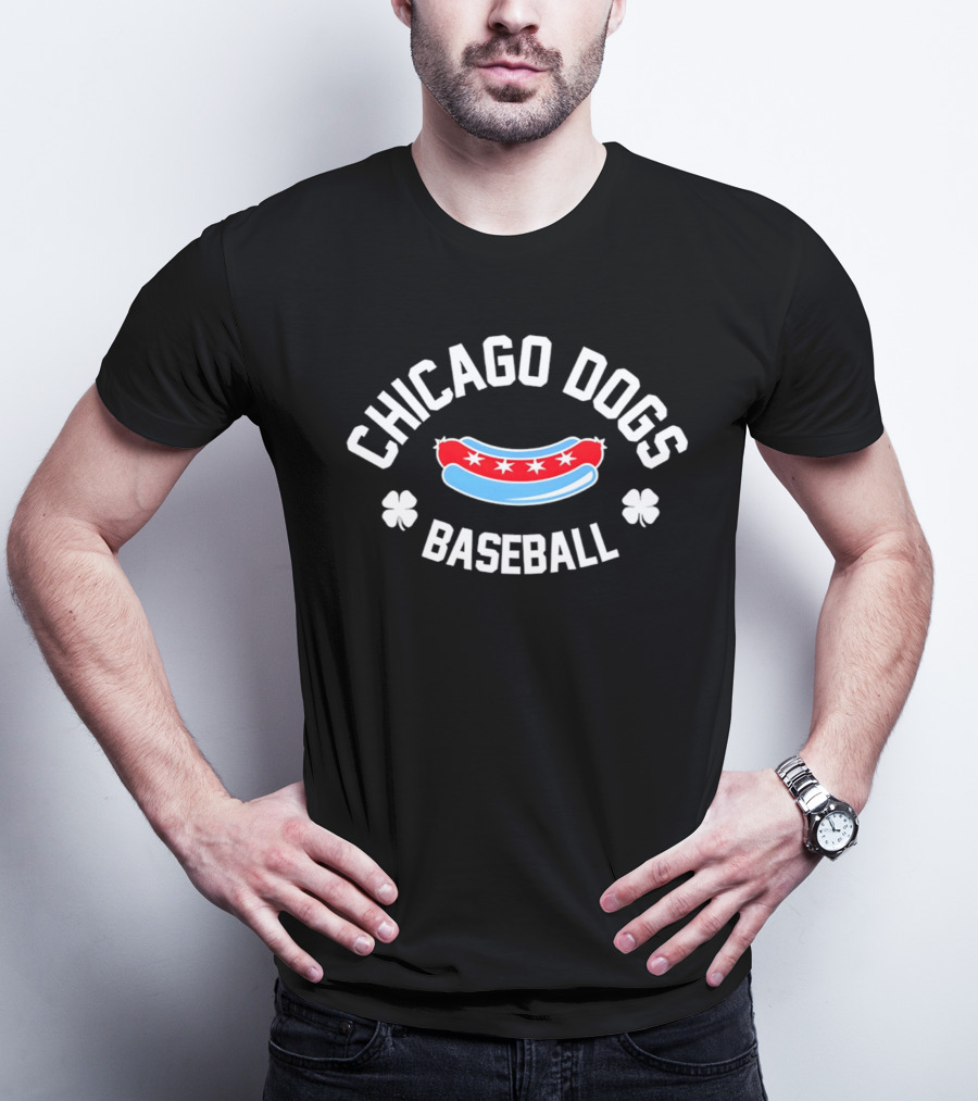 Chicago Dogs Baseball Hot Dog Stars And Clovers T-Shirt