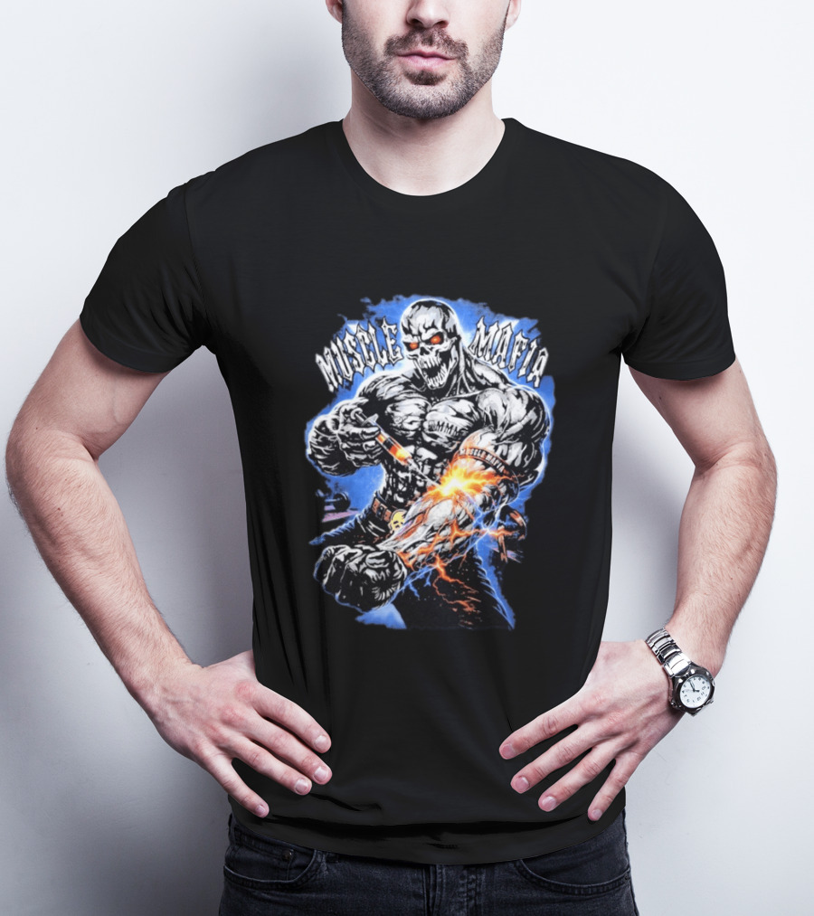 Warren Lotas Muscle Mafia Steroid Skull Injecting Lightning Bulging Veins T-Shirt