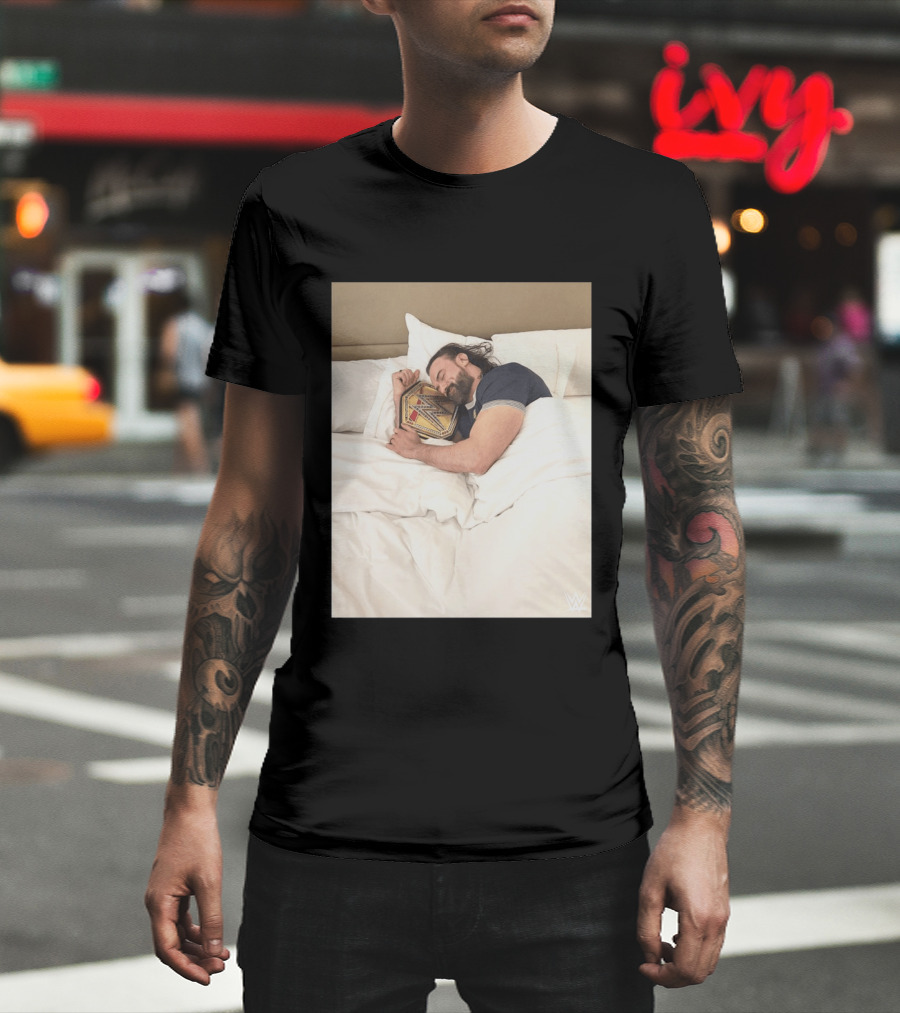 Drew McIntyre WWE Champion Sleeping Image T-Shirt