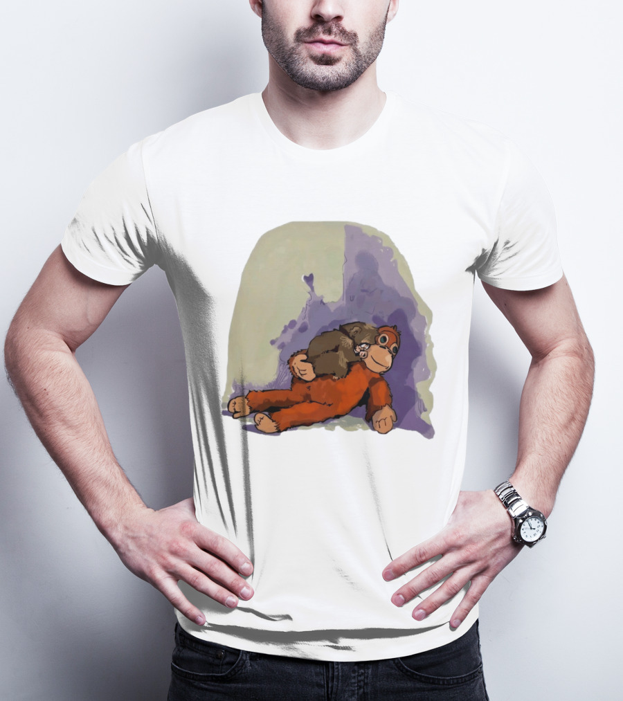 Punch Monkey Plushy Baby Monkey Snuggling T-Shirt