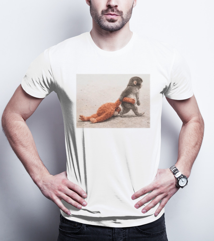 Punch The Monkey Carrying Stuffed Toy Monkey T-Shirt