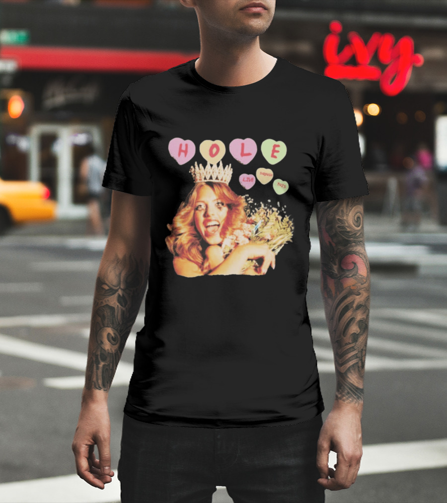Hole Live Through This Candies Heart Vintage Style Crown And Flowers T-Shirt