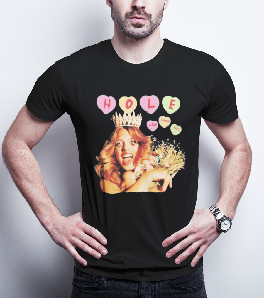 Hole Live Through This Candies Heart Vintage Style Crown And Flowers T-Shirt