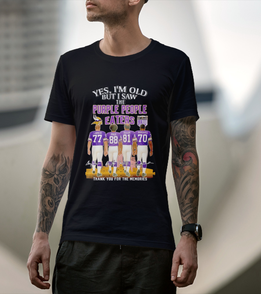 Minnesota Vikings Purple People Eaters NFL Champs City Skyline Marshall Eller Page Larsen T-Shirt