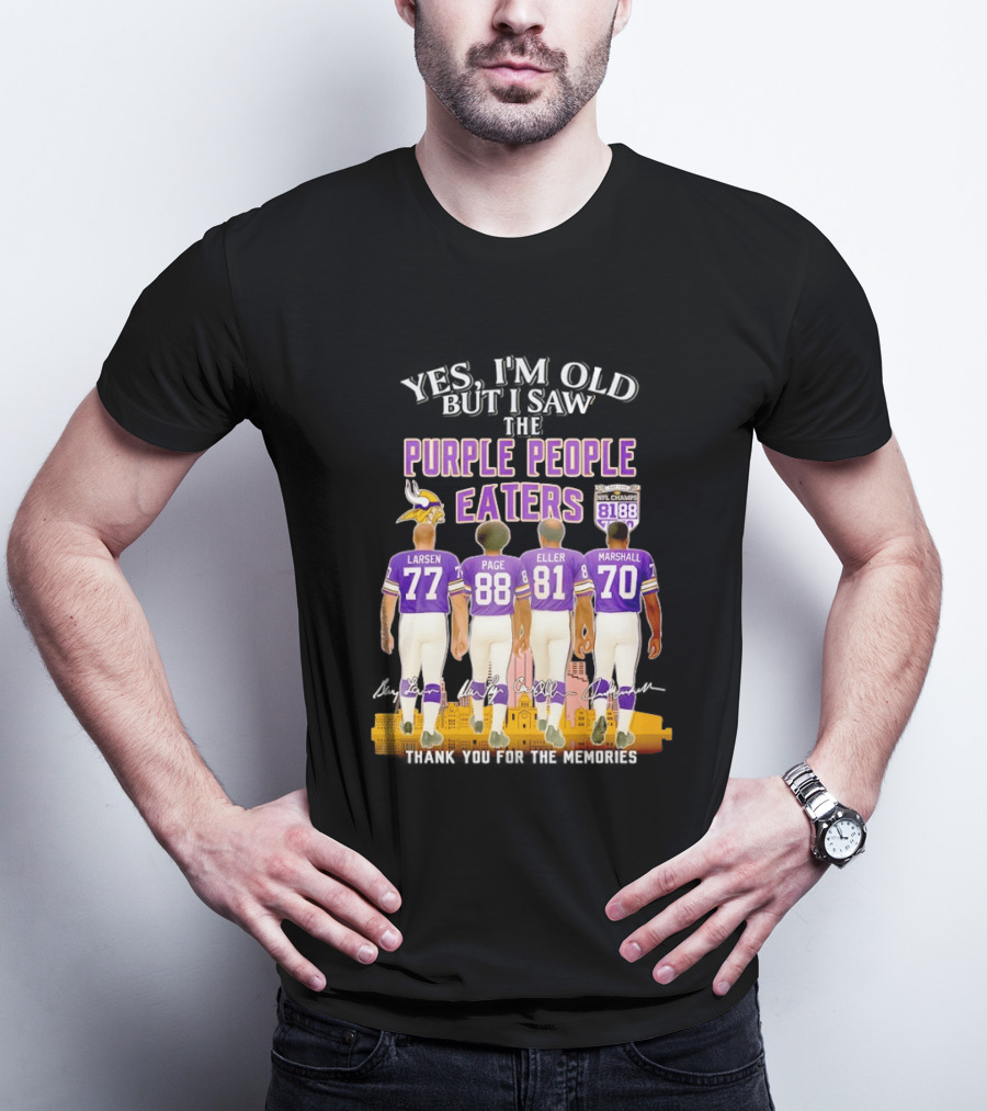 Minnesota Vikings Purple People Eaters NFL Champs City Skyline Marshall Eller Page Larsen T-Shirt