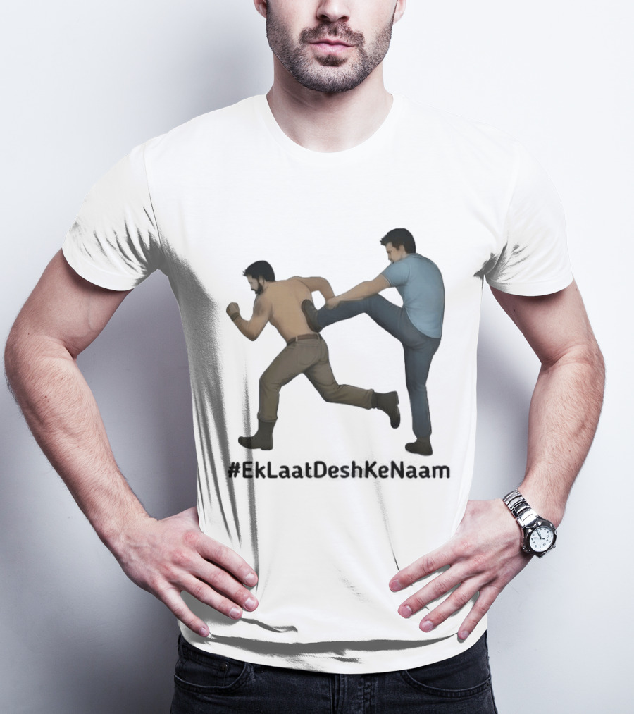 #EkLaatDeshKeNaam Man Kicking Another Man From Behind T-Shirt