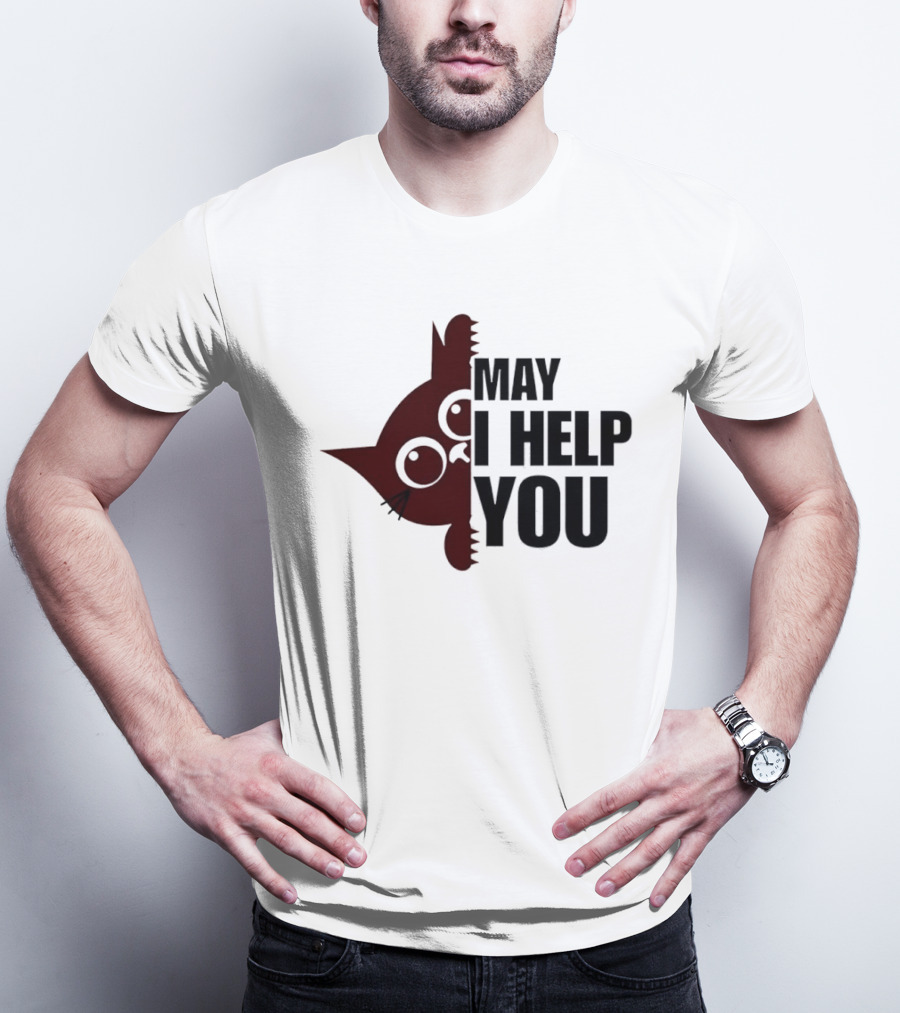 Cat May I Help You Cute Feline Expression Peeking T-Shirt