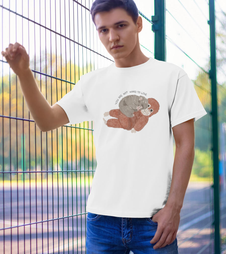 You Are Not Hard To Love Punch Monkey Hugging Cuddly Scene T-Shirt