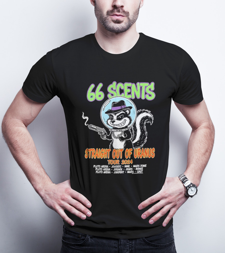 66 Scents Straight Out Of Uranus Tour 2024 Skunk Smoking Gun Adventure T-Shirt