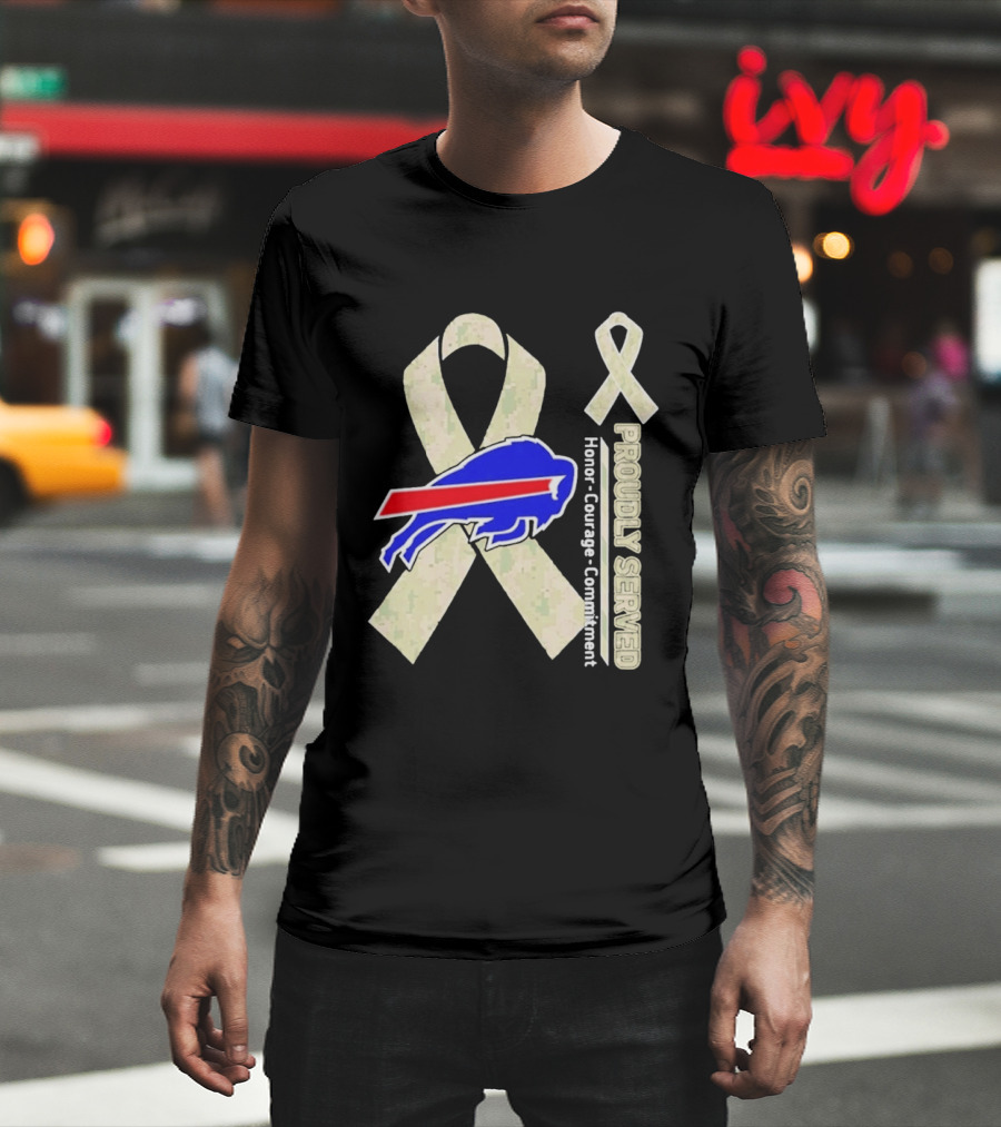 Buffalo Bills Support Honor Courage Commitment Ribbon T-Shirt