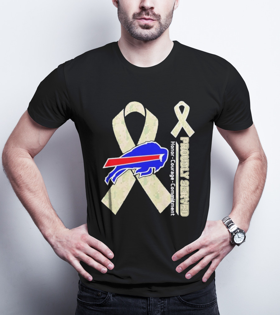 Buffalo Bills Support Honor Courage Commitment Ribbon T-Shirt