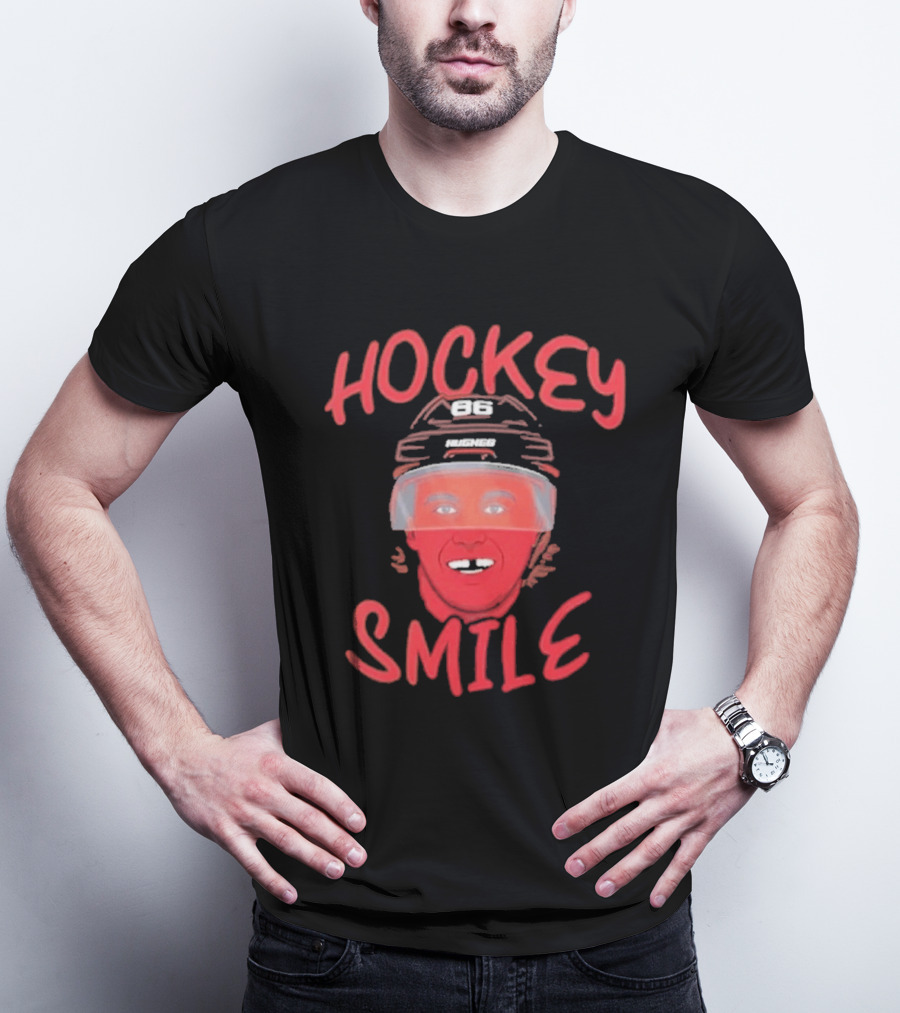 Jack Hughes Hockey Smile Team USA Helmet T-Shirt