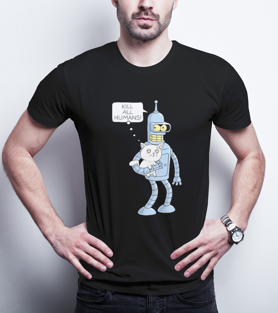 Kill All Humans Bender Cat T-Shirt