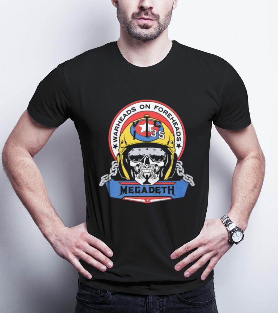 Megadeth Warheads On Foreheads Military Helmet Skull T-Shirt
