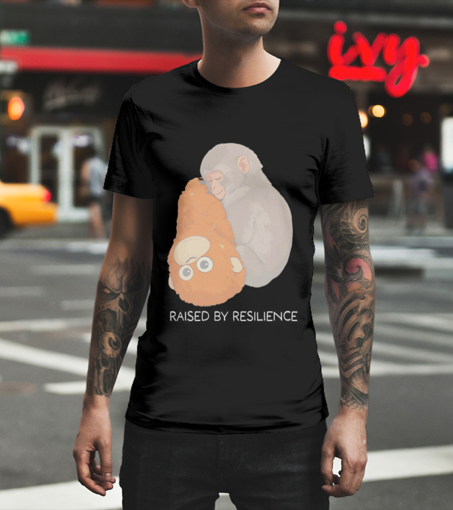 Monkey Cuddling Teddy Raised By Resilience T-Shirt