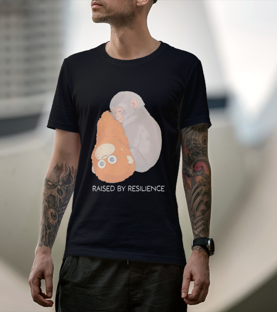 Monkey Cuddling Teddy Raised By Resilience T-Shirt