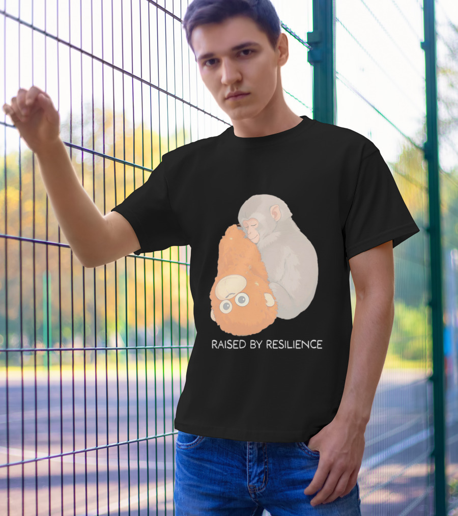 Monkey Cuddling Teddy Raised By Resilience T-Shirt