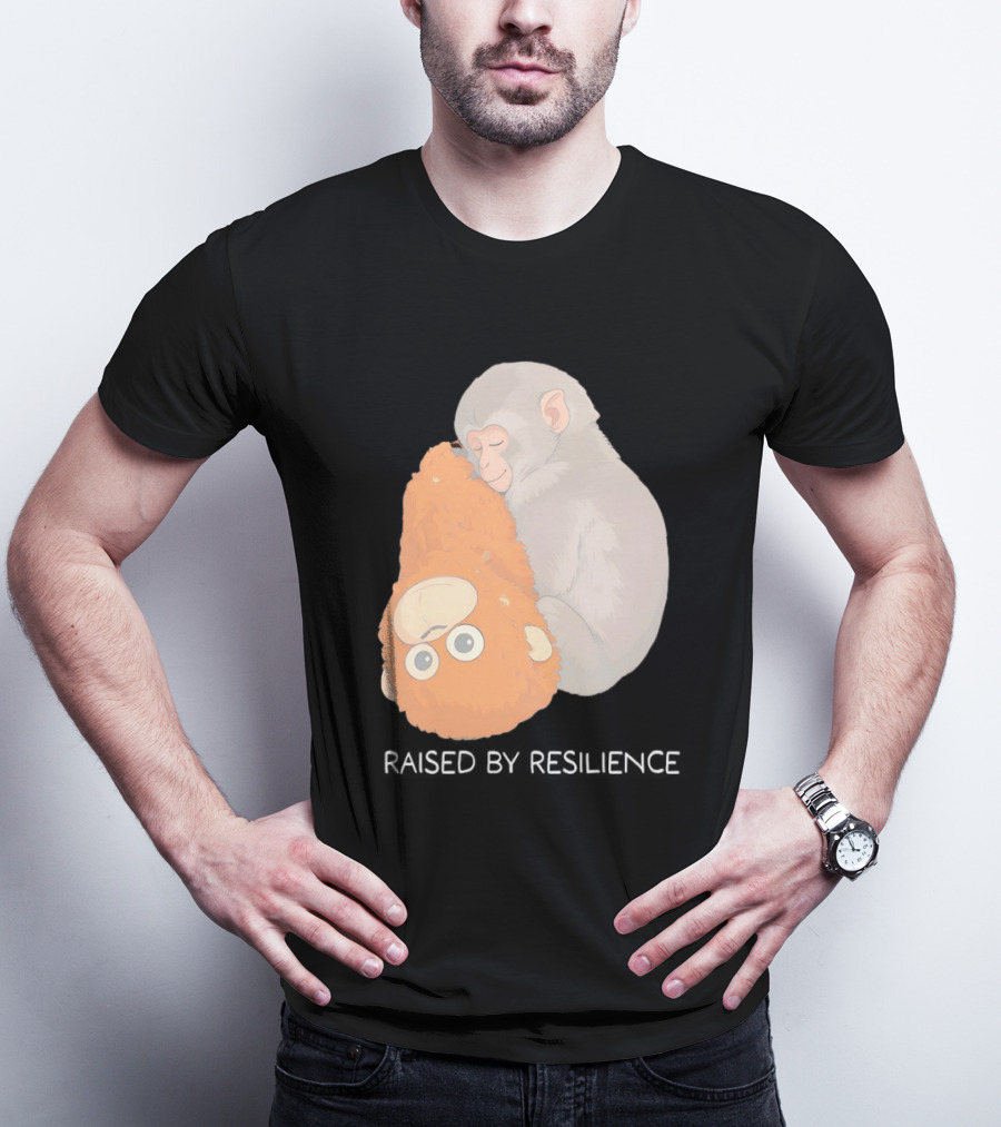 Monkey Cuddling Teddy Raised By Resilience T-Shirt
