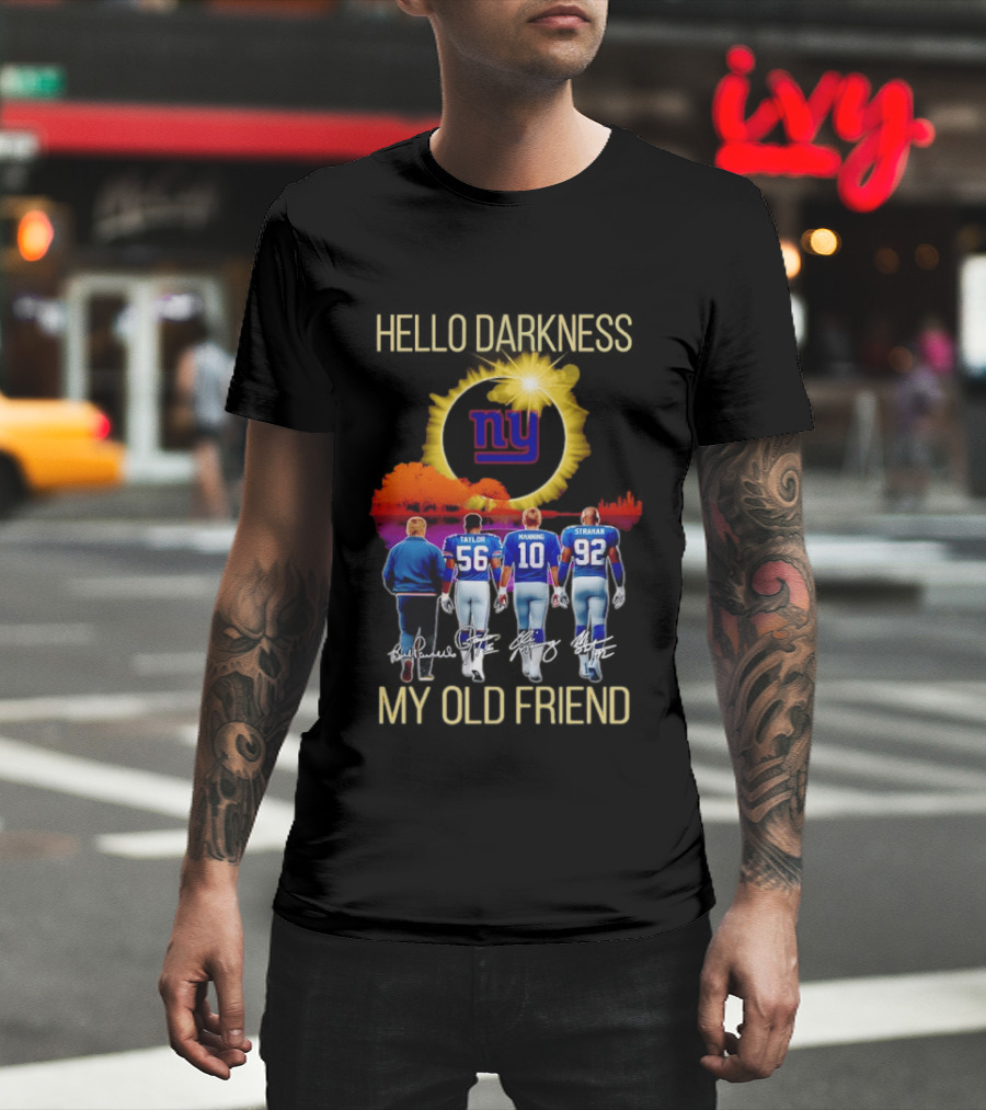 New York Giants Manning Taylor Strahan Hello Darkness NFL T-Shirt