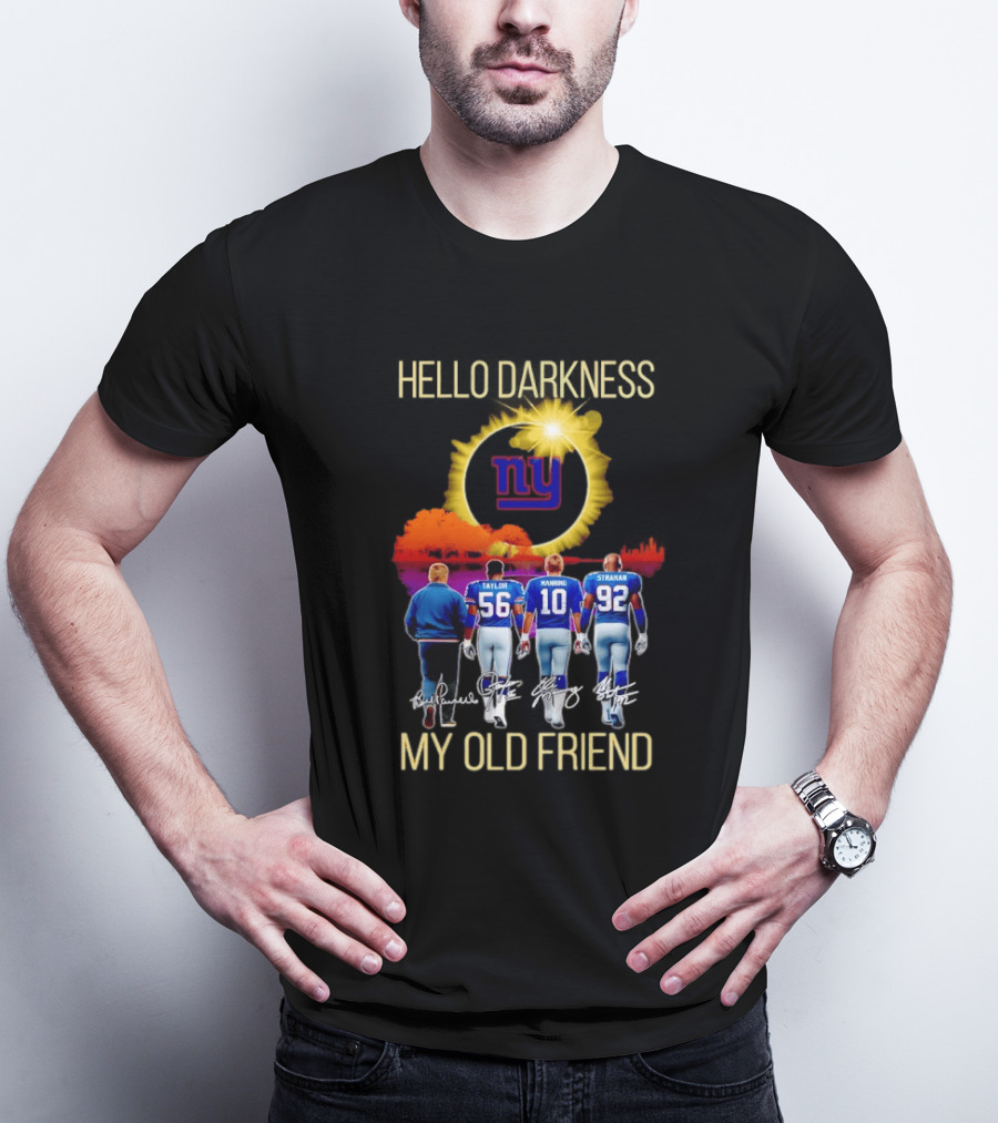 New York Giants Manning Taylor Strahan Hello Darkness NFL T-Shirt