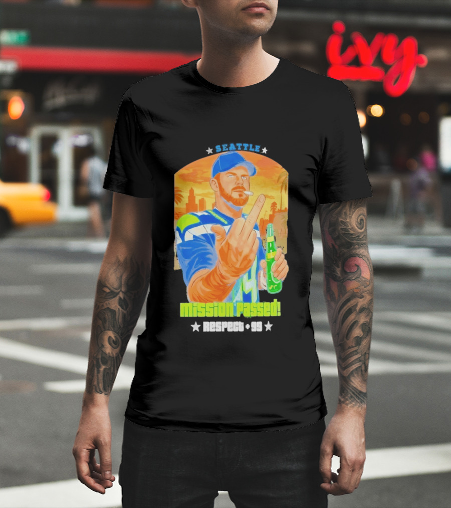 Mission Passed Sam Darnold Seattle Middle Finger Seahawks T-Shirt
