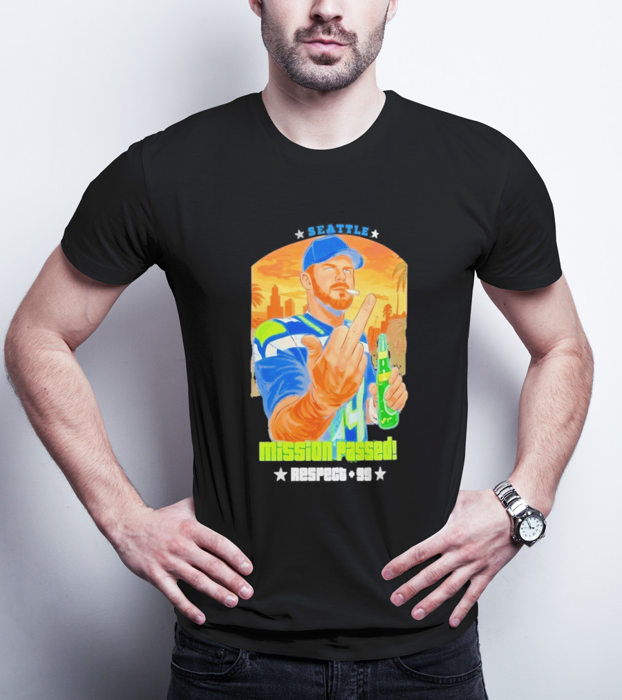 Mission Passed Sam Darnold Seattle Middle Finger Seahawks T-Shirt