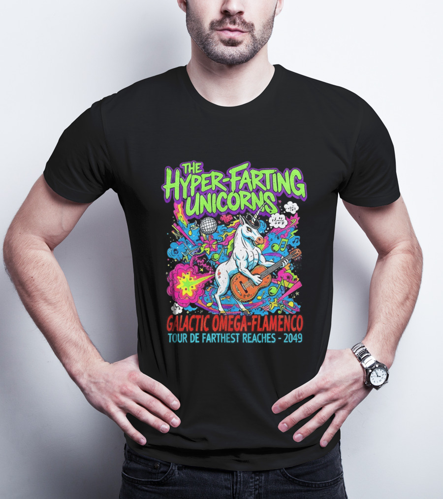 The Hyper Farting Unicorns Galactic Omega Flamenco Tour De Farting Rockers 2019 T-Shirt