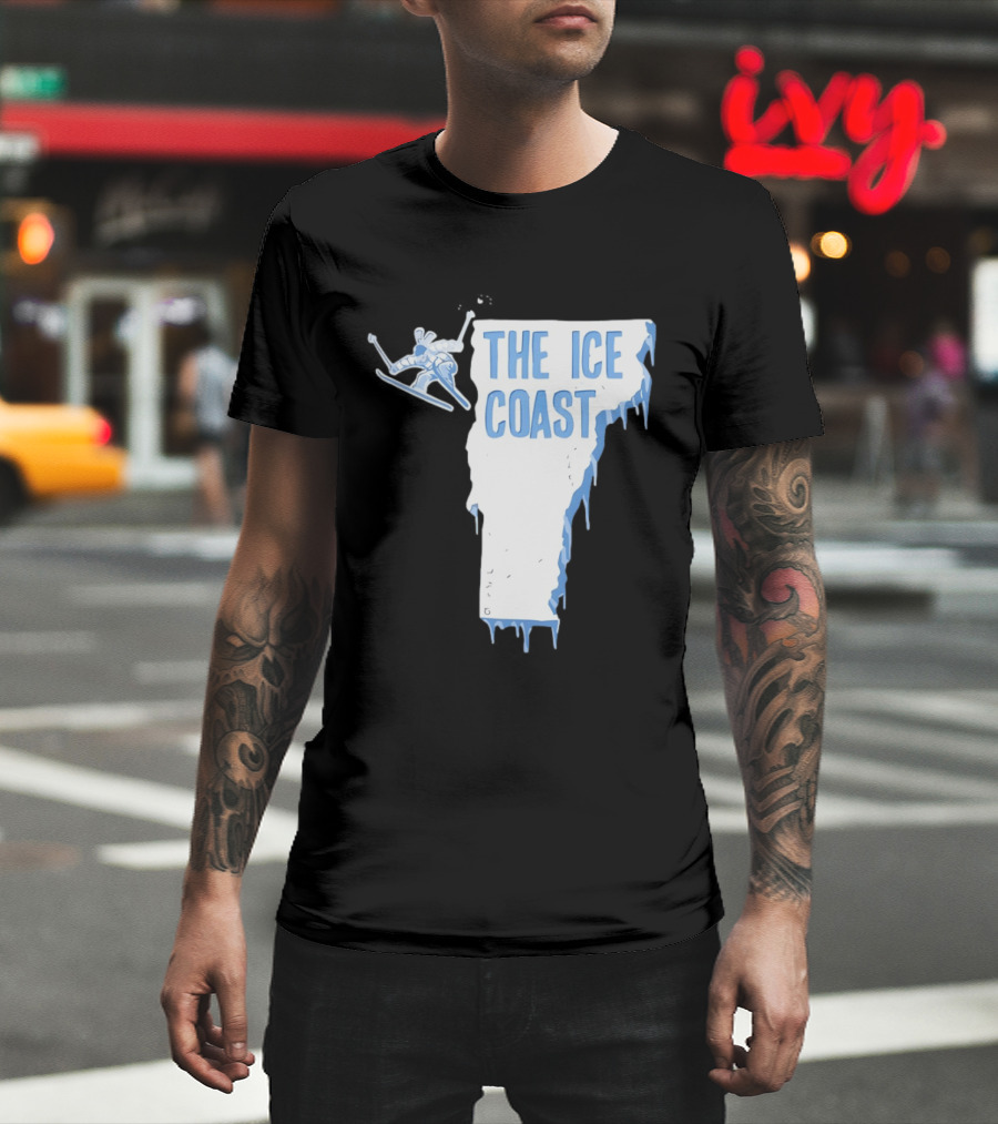 Vermont The Ice Coast Skiing Adventure Map T-Shirt