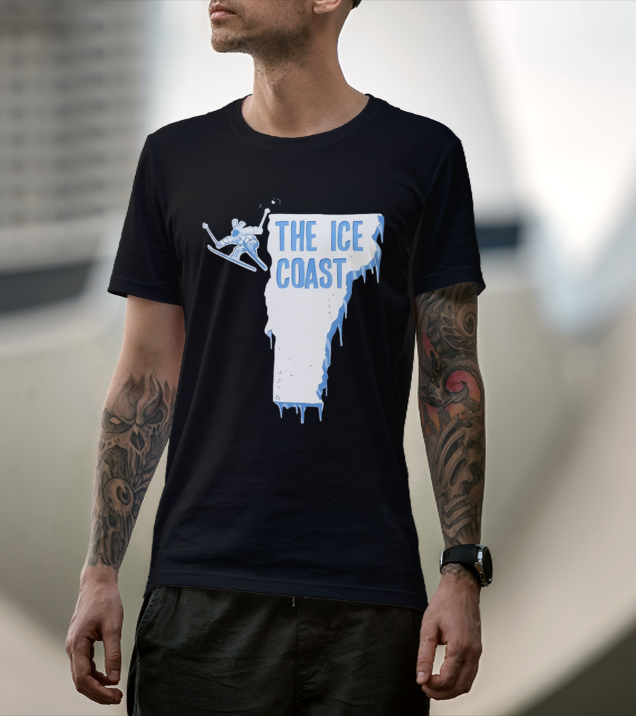 Vermont The Ice Coast Skiing Adventure Map T-Shirt