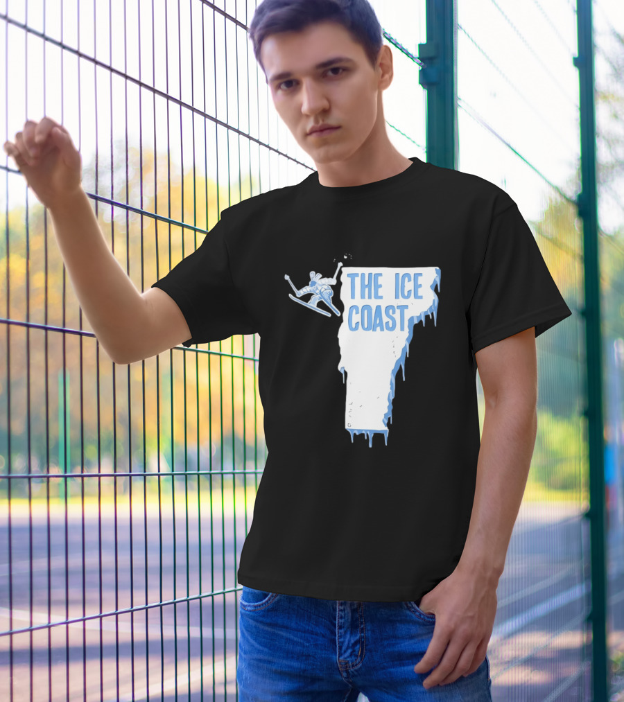 Vermont The Ice Coast Skiing Adventure Map T-Shirt