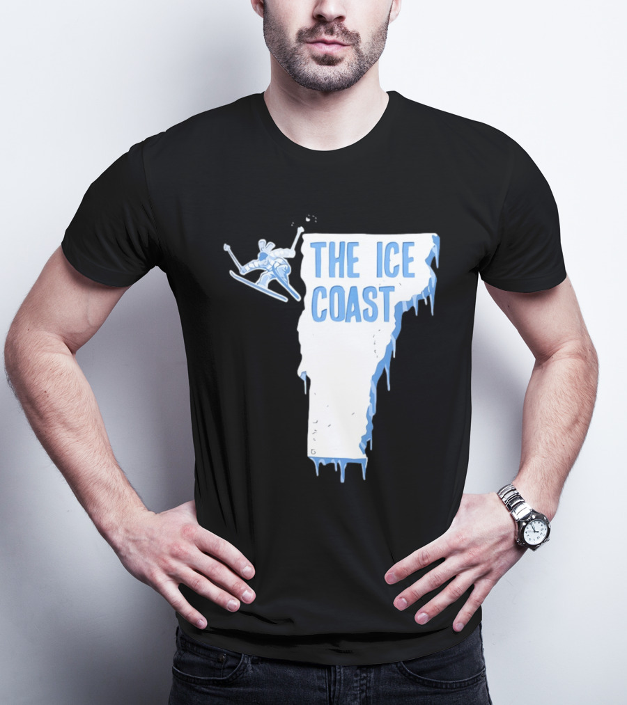 Vermont The Ice Coast Skiing Adventure Map T-Shirt