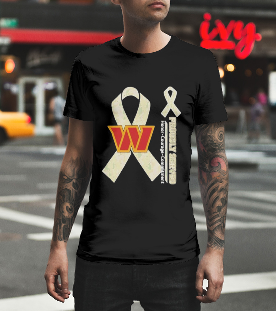 Washington Commanders Breast Cancer Awareness Proudly Served Honor Courage Commitment T-Shirt