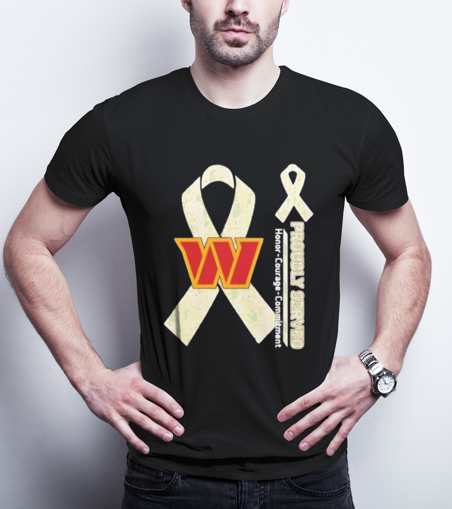 Washington Commanders Breast Cancer Awareness Proudly Served Honor Courage Commitment T-Shirt