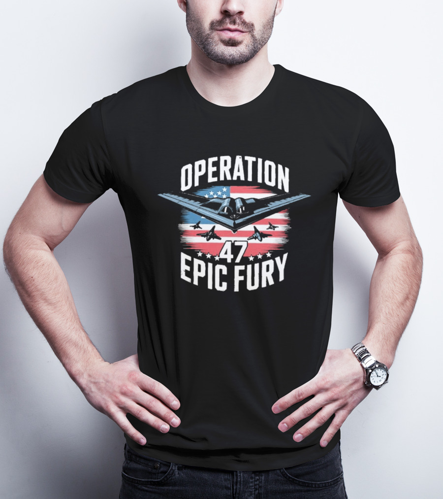 Operation 47 Epic Fury American Flag Stealth Bomber Jets T-Shirt