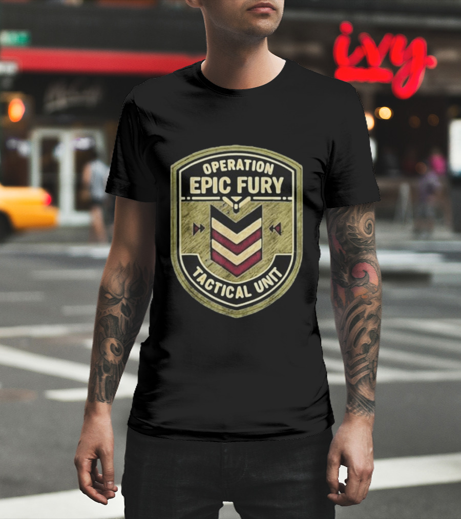 Operation Epic Fury Tactical Unit 90s Command Patch T-Shirt