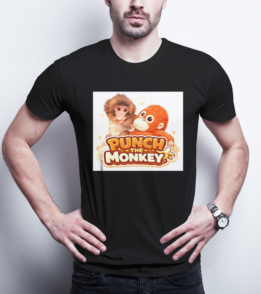 Punch The Monkey Hugging Stuffed Toy Monkey T-Shirt