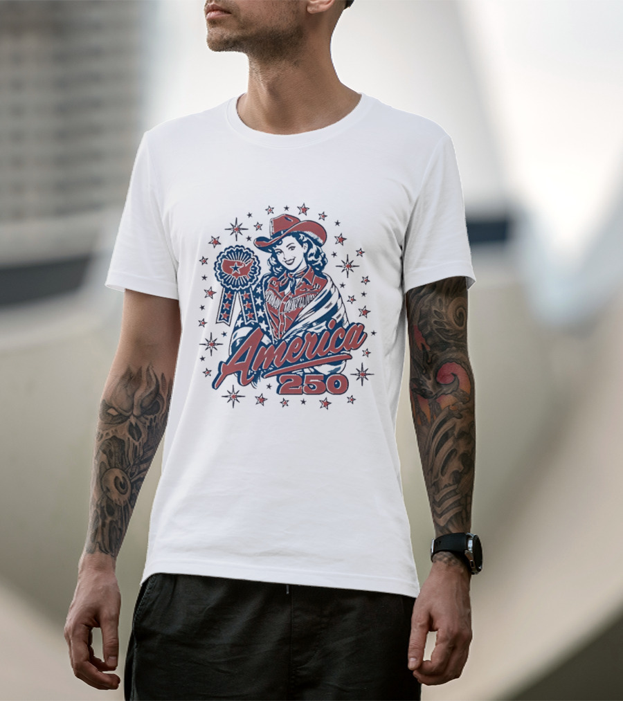 America 250 Western Cowgirl Stars T-Shirt